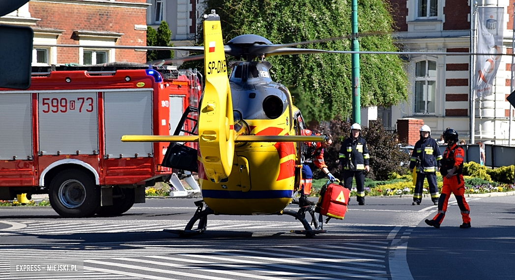 Helikopter LPR lądował na skrzyżowaniu ul. 1 Maja z ul. Legnicką ...